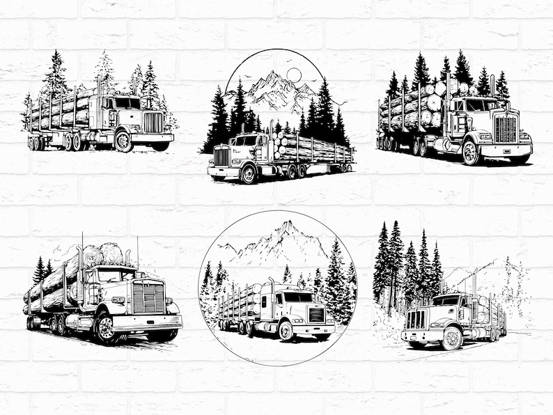 Logging Truck SVG PNG Bundle, Lumber Silhouette Clipart, Forestry ...
