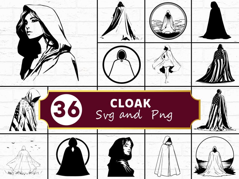 Cloak SVG PNG Bundle, Wizard Silhouette Clipart, Gothic Halloween ...