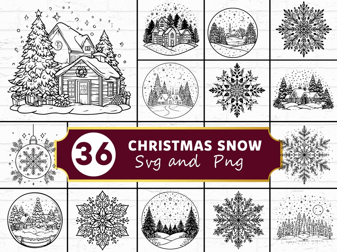 Christmas Snow Silhouette SVG Bundle | Winter Snowfall SVG PNG Clipart ...