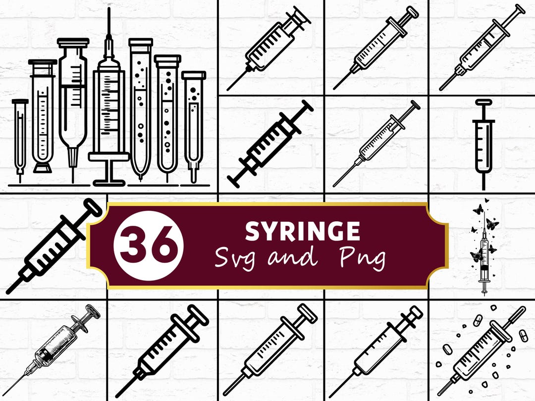 Syringe SVG Bundle, Medical Injection Silhouette PNG, Nurse Needle ...