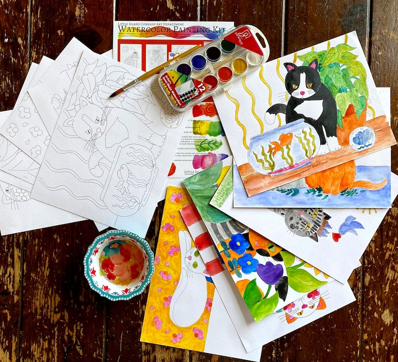 Watercolor Kit Cats - Etsy