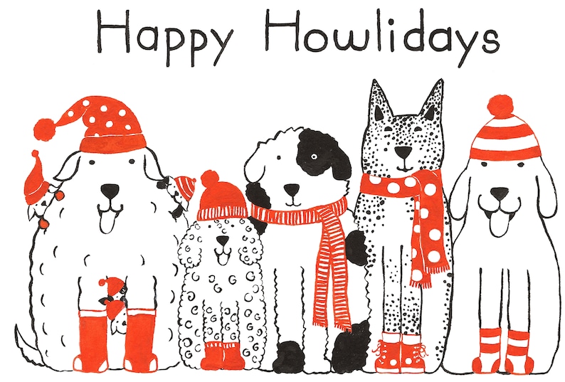 CHRISTMAS DOGS Happy Howlidays Kitchen Towel - Etsy