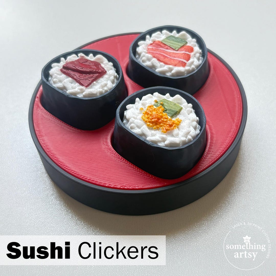 Sushi Clickers – Fidget Toy Set of 3 With Rotating Display Tray - Etsy