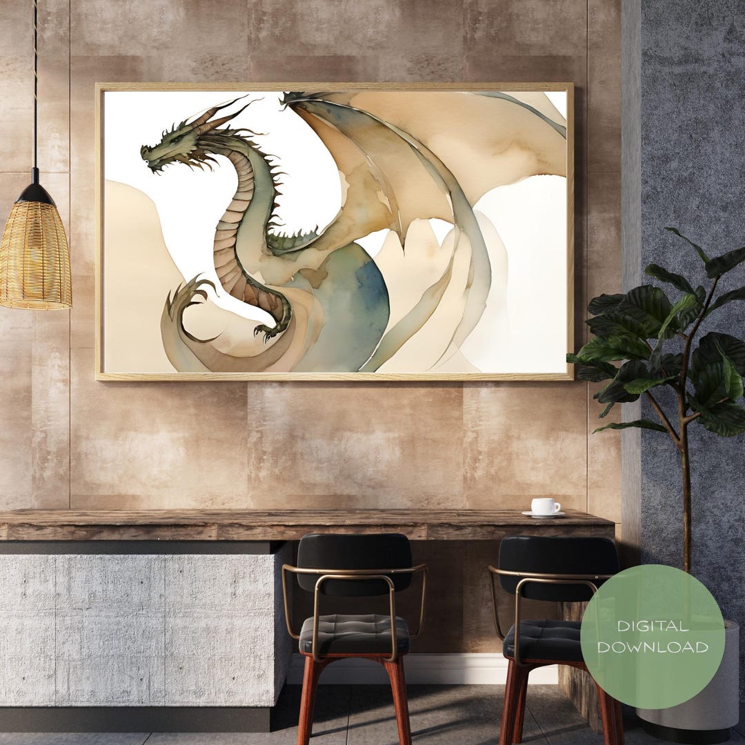 Modern Dragon Abstract Painting Poster, Contemporary Wall Art ...