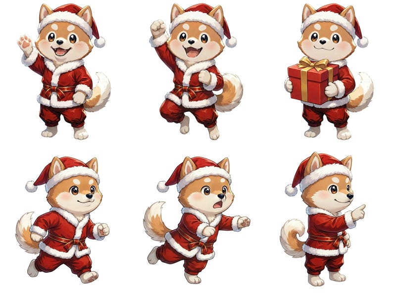 Christmas Dog and Cat Clipart Bundle 48 PNG Poses Set Anime Style - Etsy