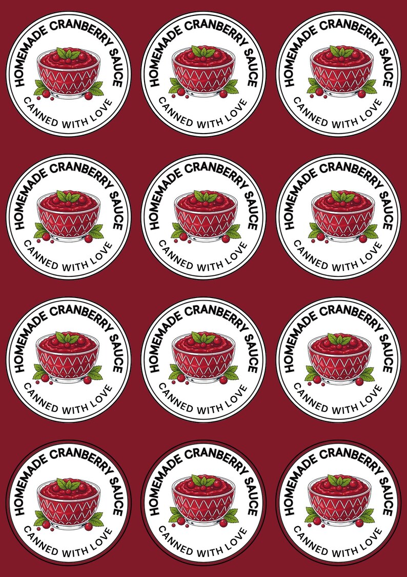 Printable Cranberry Sauce Canning Labels | Digital Download - Etsy