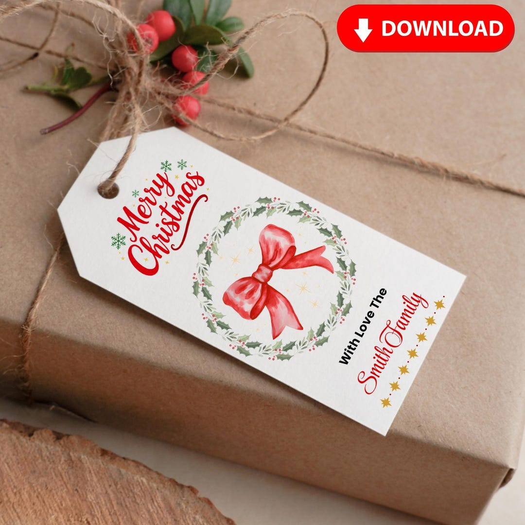 Editable Boho Christmas Gift Tags, Neutral Holiday (digital Download ...
