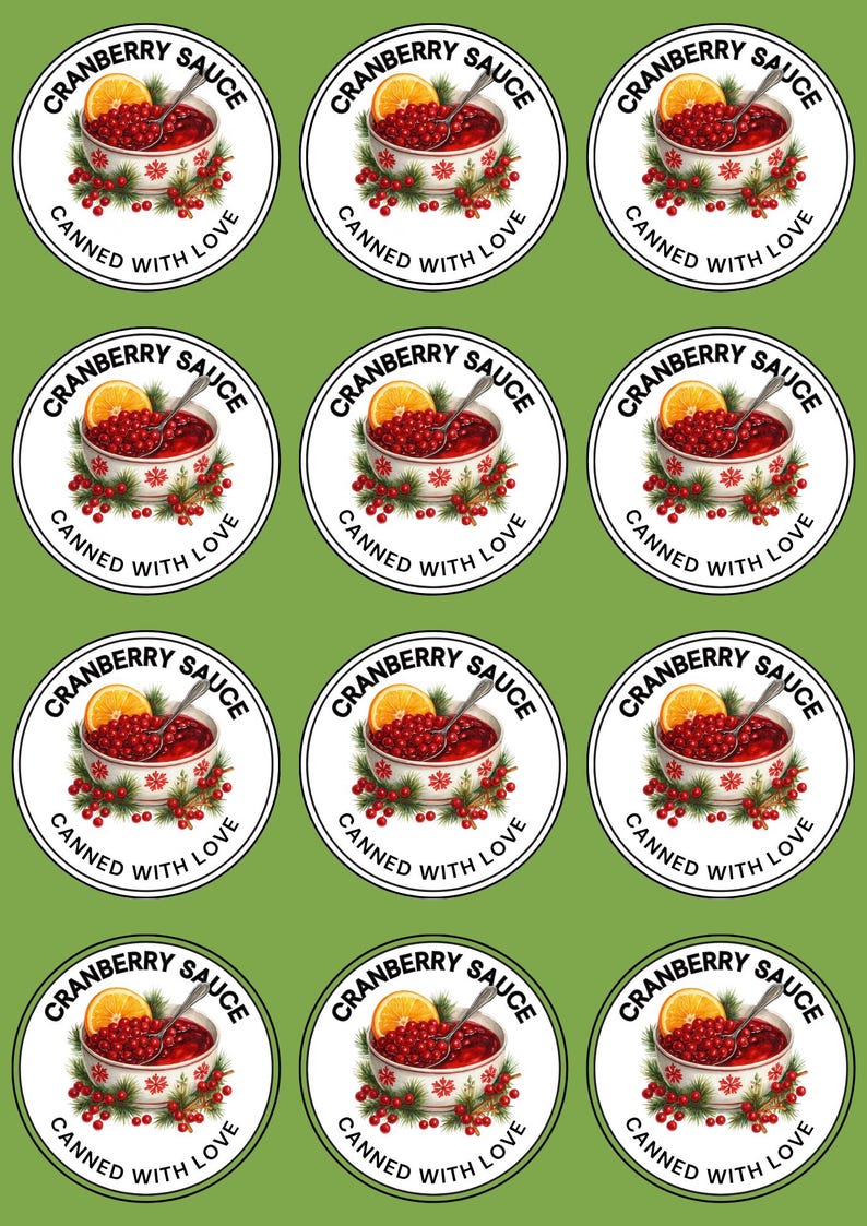 Editable Cranberry Sauce Labels | Digital Canning Stickers for Regular ...
