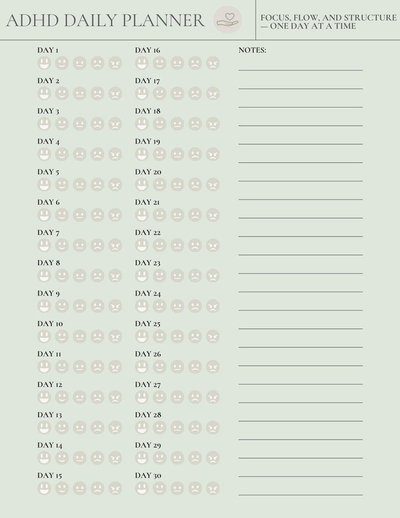 ADHD Daily Planner for Adults | Printable PDF | Focus & Routine Tracker ...