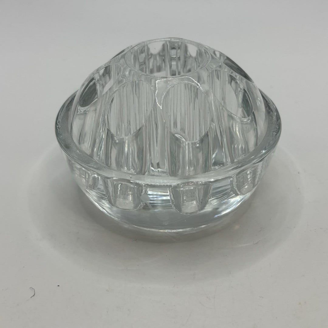 Vintage Solid Pressed Glass Flower Frog 9 Hole Floral Arrangement ...