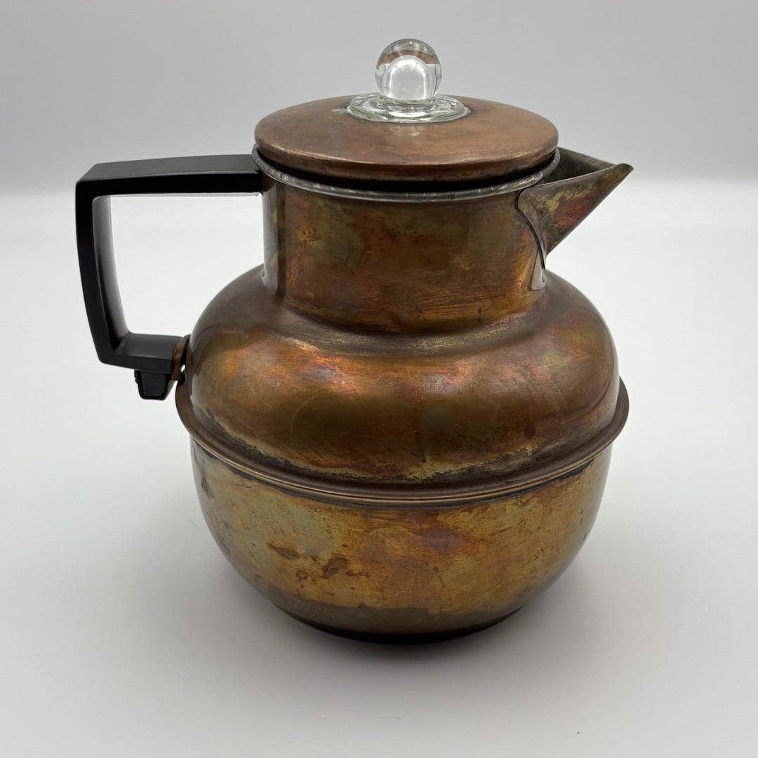 Copper Coffee Pot With Original Glass Knob Filter Percolator 0041010 - Etsy