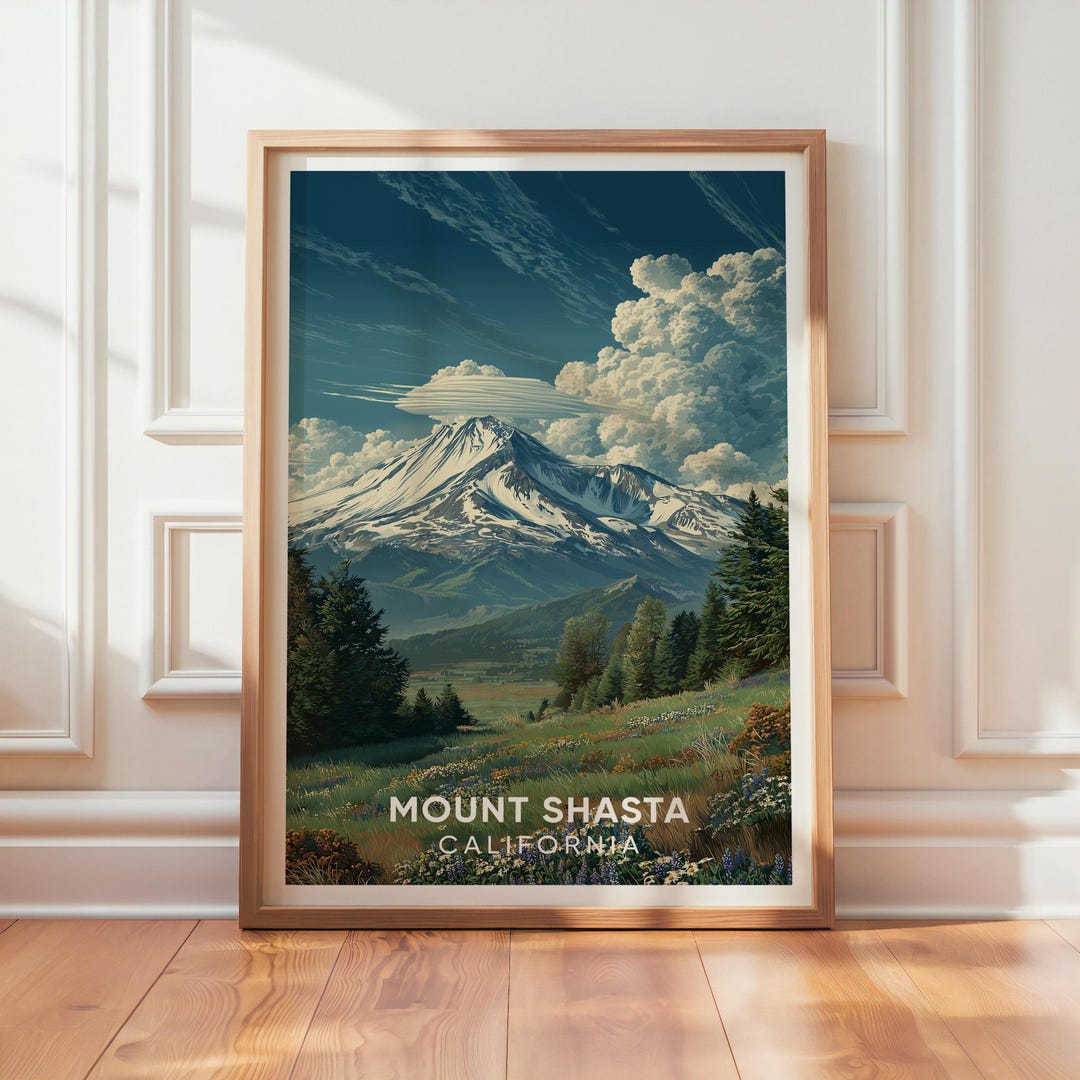 Mount Shasta Art Print, Vintage California Travel Poster - Etsy