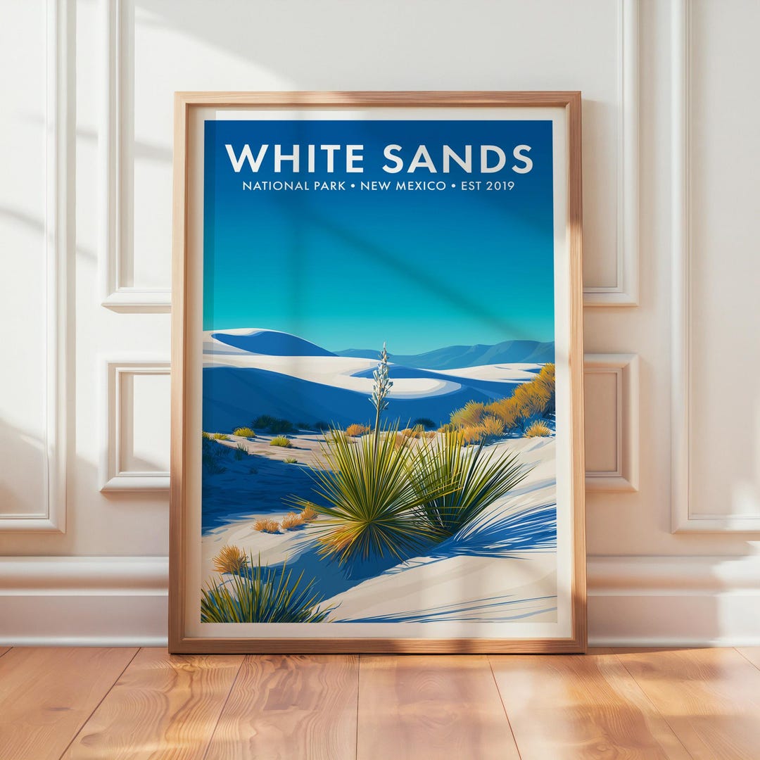 White Sands National Park Poster, Landscape Wall Art Decor, Retro ...