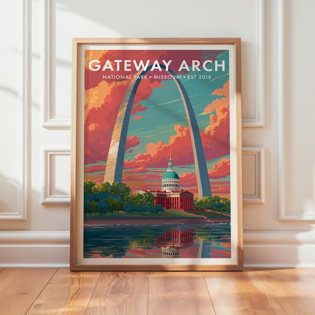 Gateway Arch National Park Poster, Nature Landscape Wall Art Decor ...