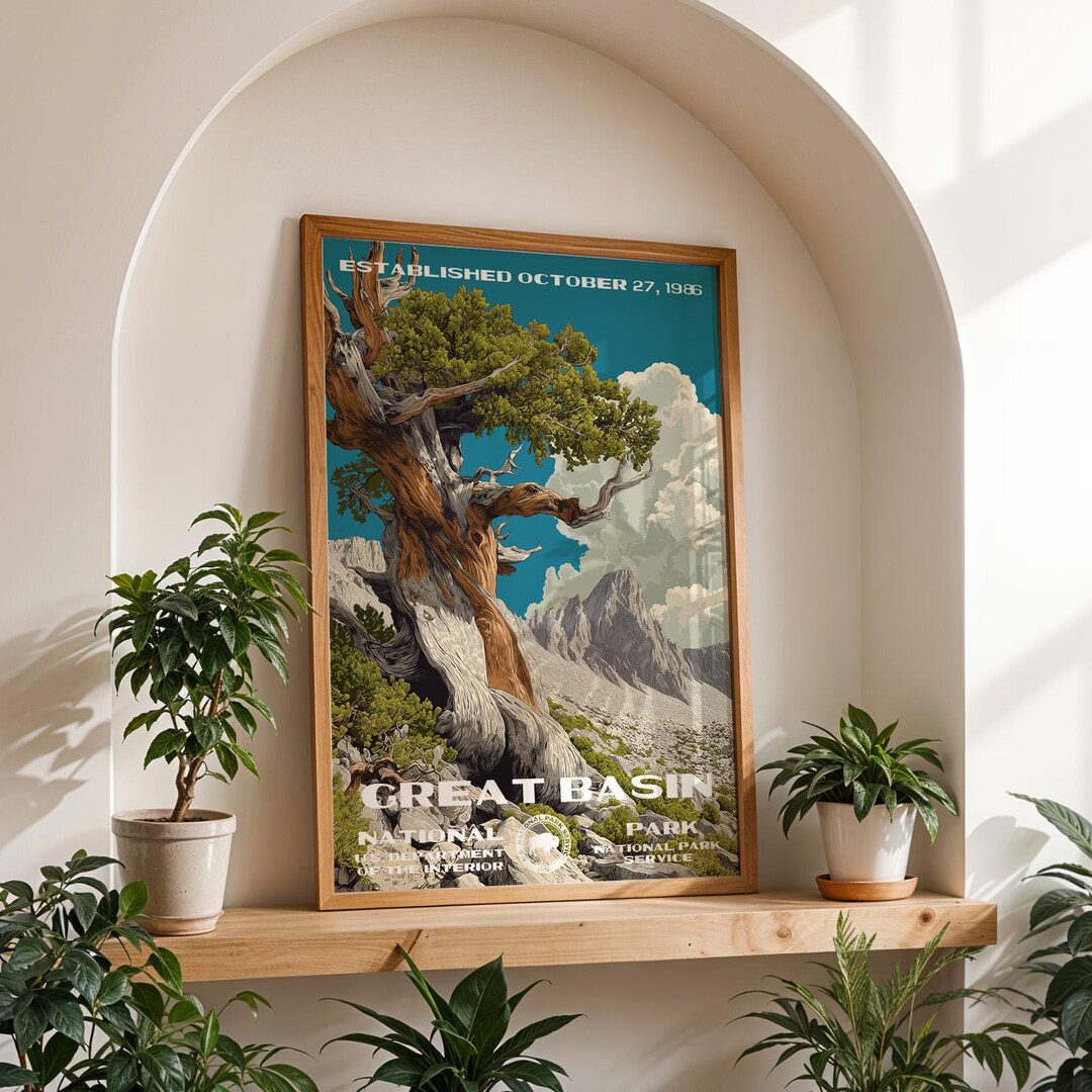 Great Basin National Park Poster, Vintage Nature Landscape Wall Art ...