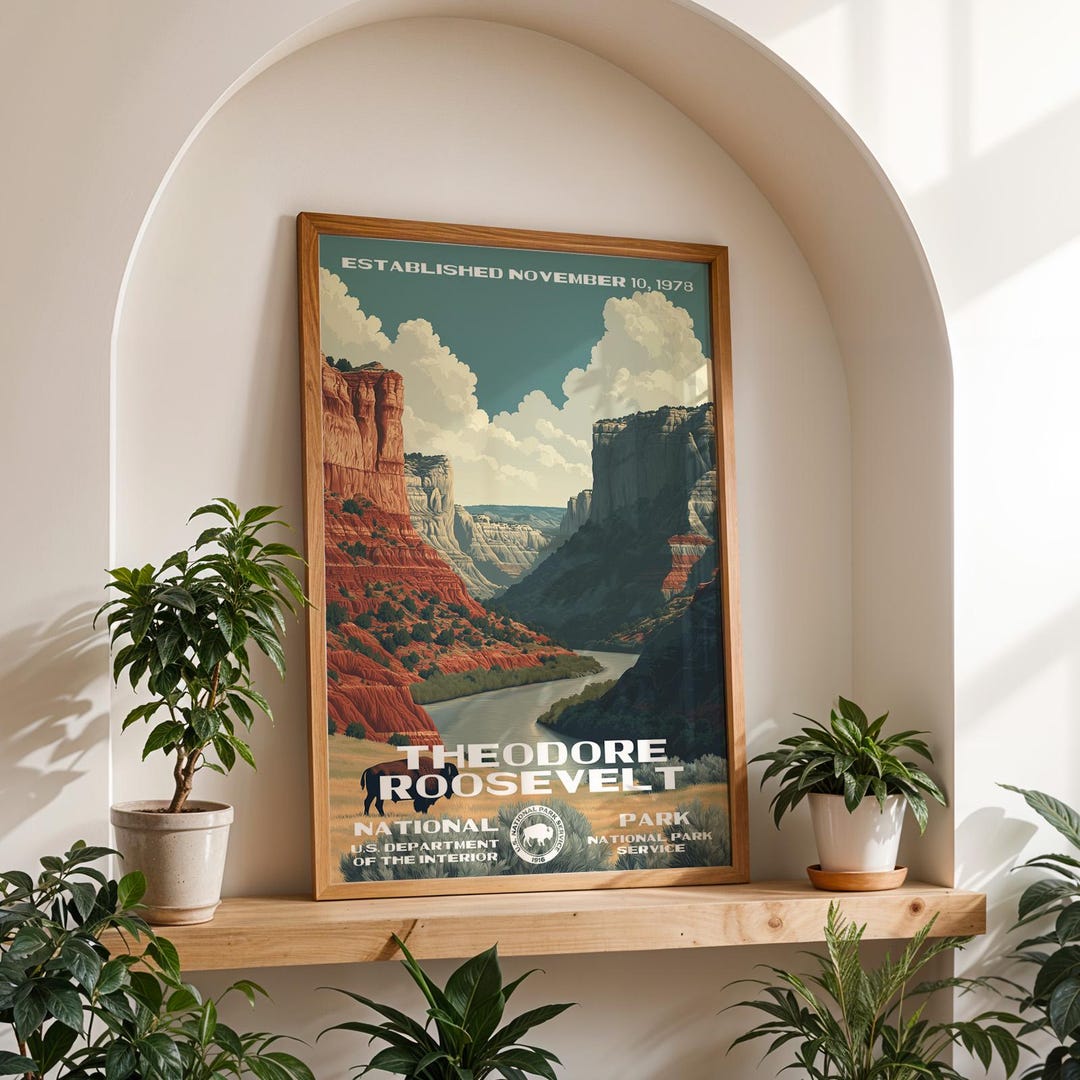 Theodore Roosevelt National Park Poster WPA Style, Retro Travel Wall ...