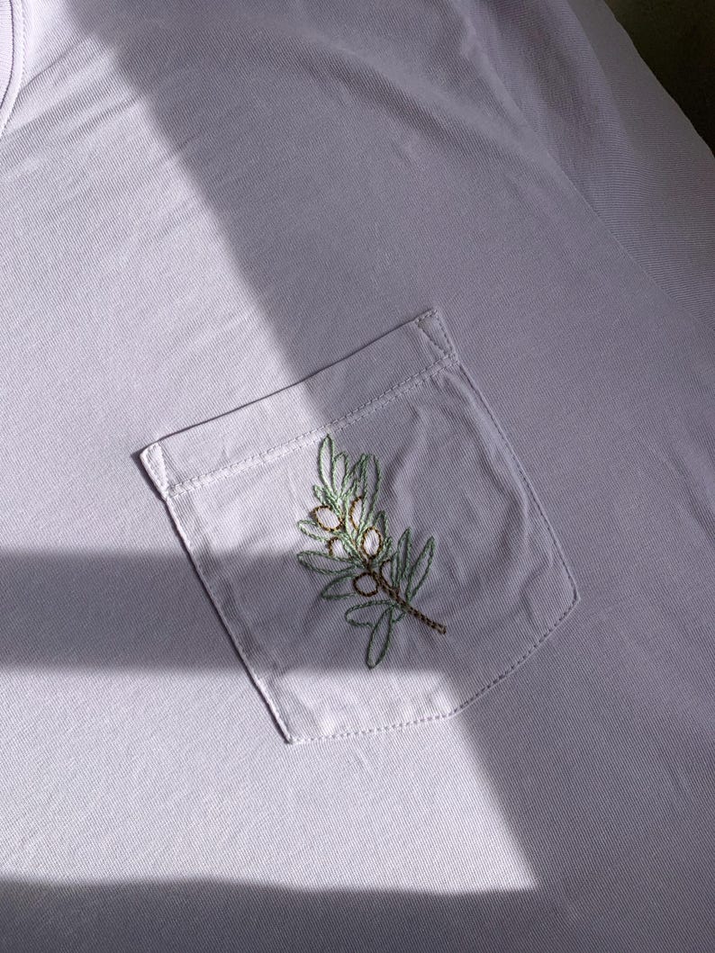 Custom Hand Embroidered Pocket T Shirt - Etsy
