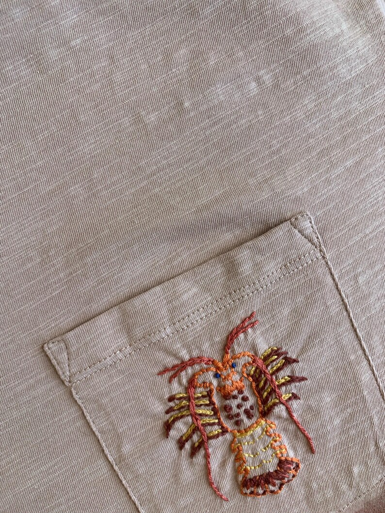 Custom Hand Embroidered Pocket T Shirt - Etsy