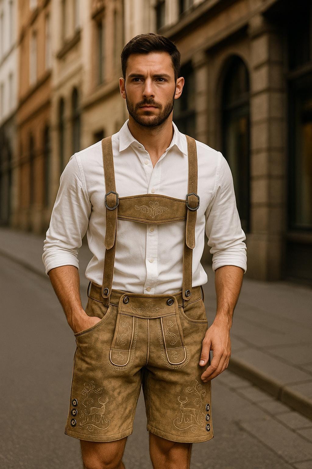 Men's Bavarian Lederhosen Shorts - Traditional German Suede Shorts for ...