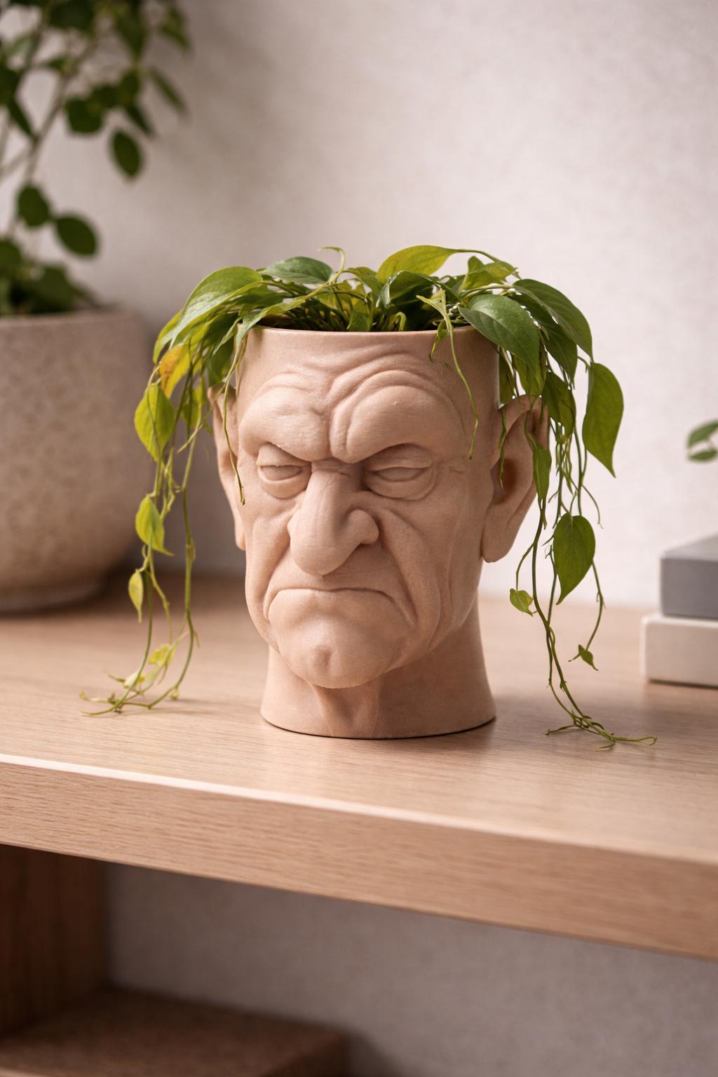 Grumpy Old Man Planter – Funny Face Pot for Succulents or Pens - Etsy