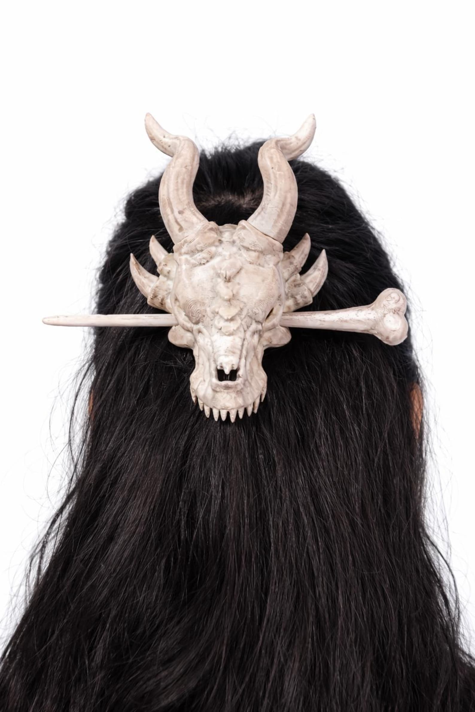 Dragon Skull Hair Pin – Gothic Fantasy Bone Clip for Cosplay, LARP ...
