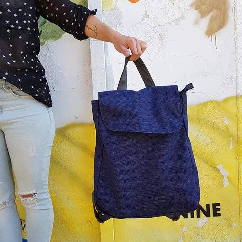 Pale Blue Vegan Leather Backpack Purse for Laptop, Travel Backpack for ...