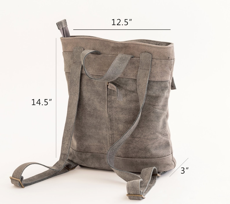 Leather Backpack Purse Backpack Messenger Bag Gray - Etsy