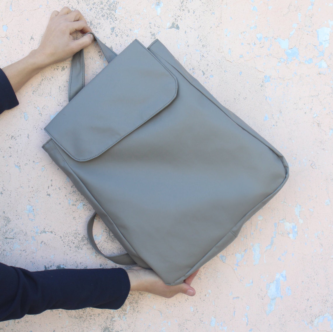 Gray Backpack Purse Women Laptop Backpack Vegan Leather - Etsy