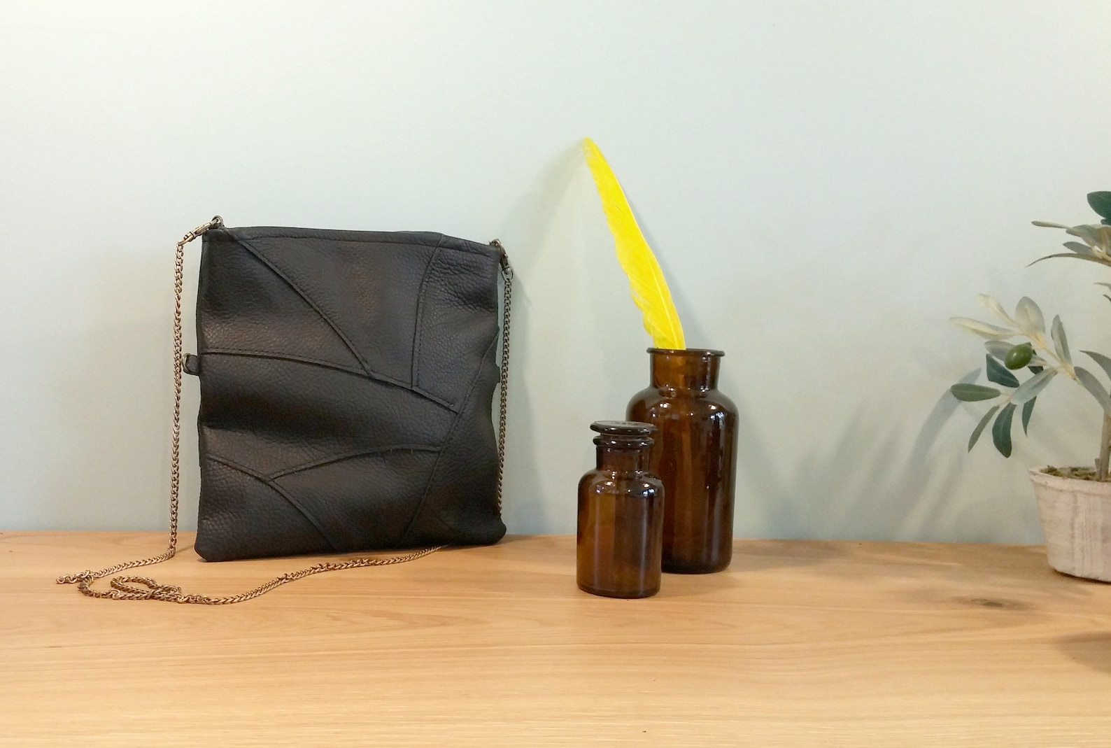 Leather Foldover Crossbody Bag, Black Fold Over Clutch, Foldover ...
