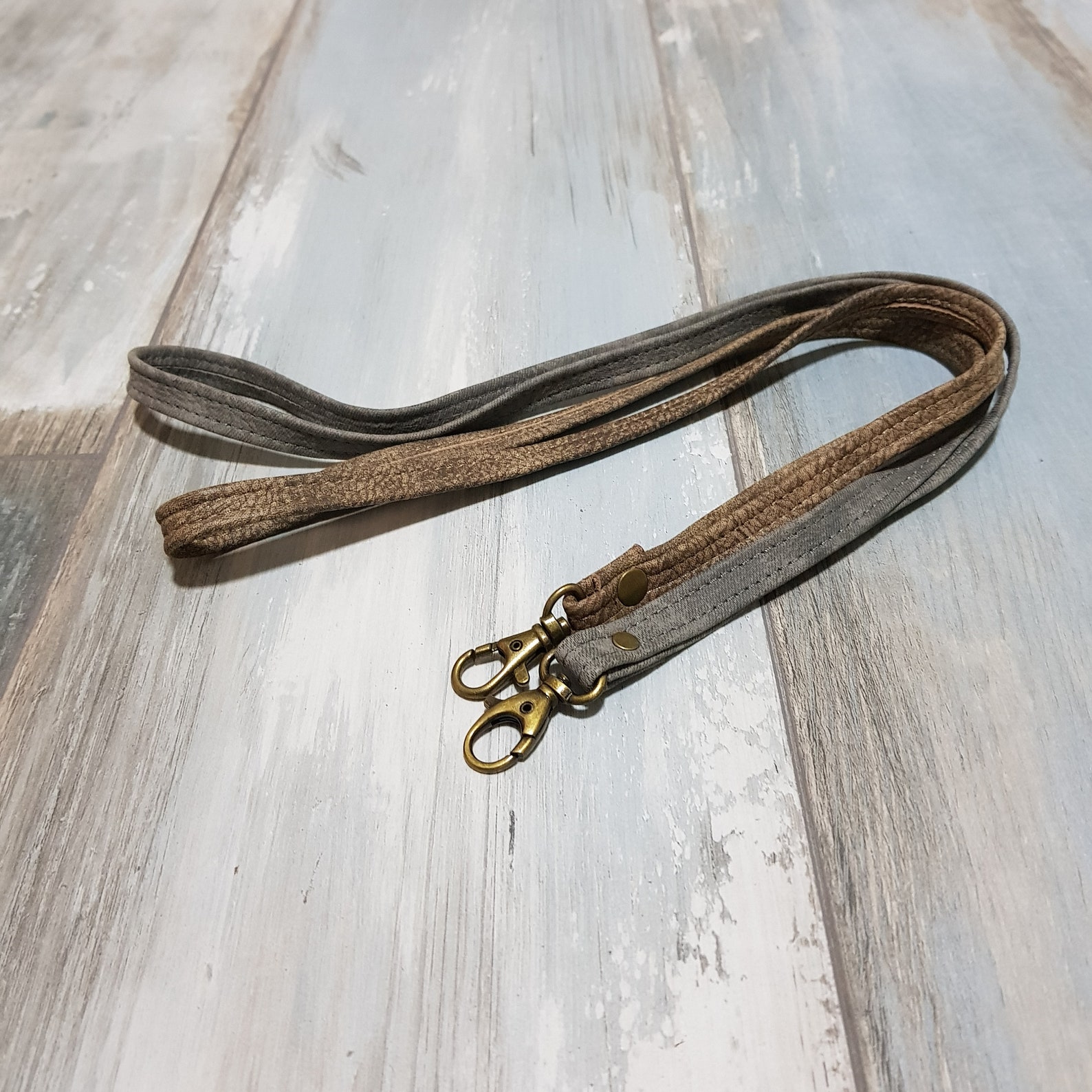 Grey Leather Lanyard, Neck Keychain, Office Gifts for Coworker, Leather ...