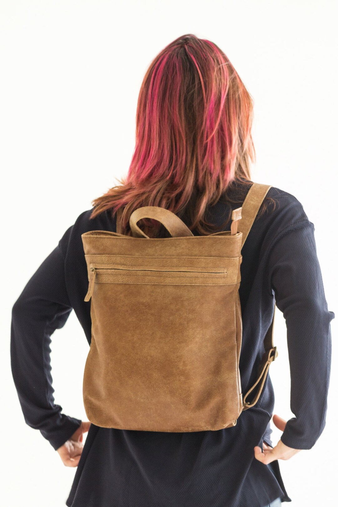Brown Leather Rucksack, Leather Backpack Purse, Laptop Backpack, Woman ...