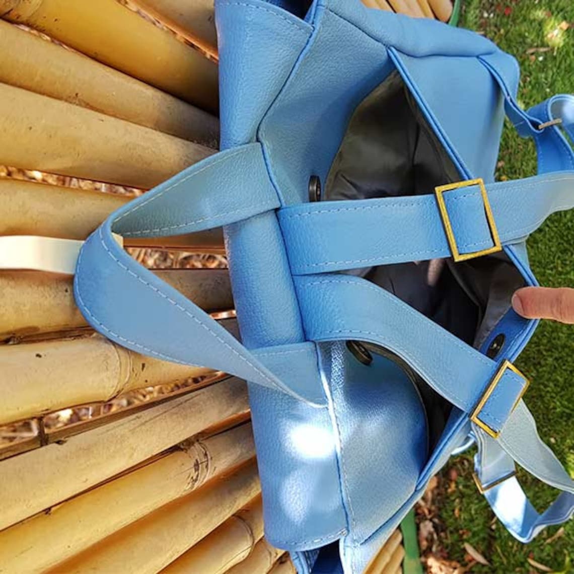 Pale Blue Vegan Leather Backpack Purse for Laptop Travel | Etsy