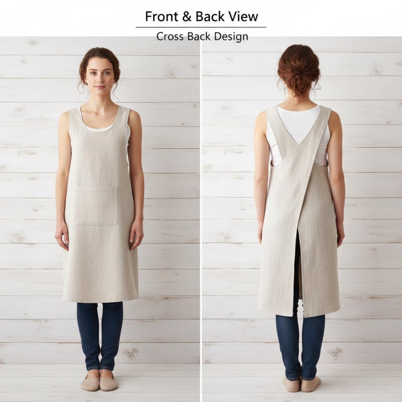 Cross-back Apron Sewing Pattern • Beginner Japanese Style (digital ...