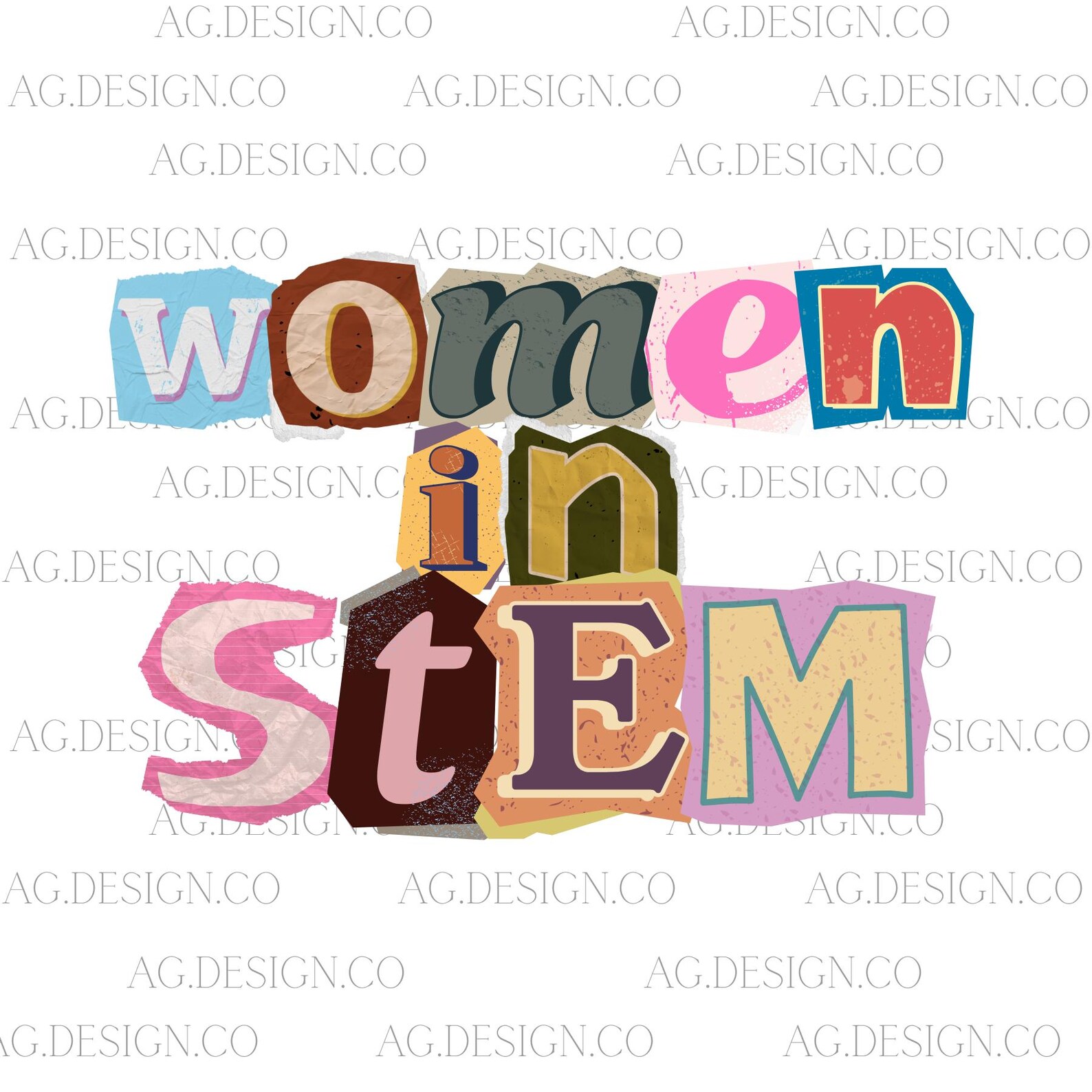 Women in STEM Collage PNG | Feminist Digital Download | Colorful Ransom ...
