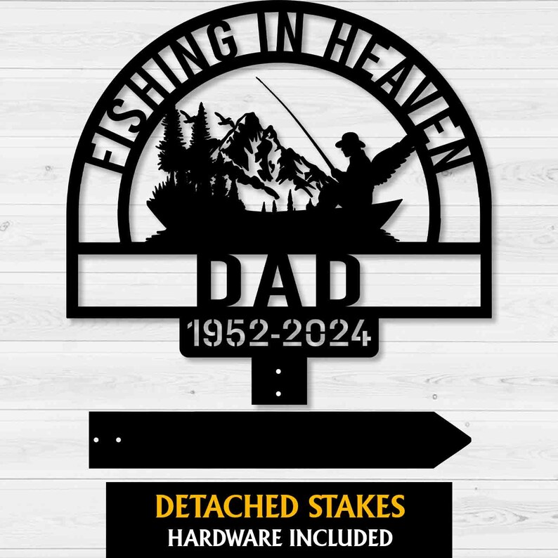 Personalized Fishing Grave Marker, Boat Fisher Memorial Sign, in Loving ...