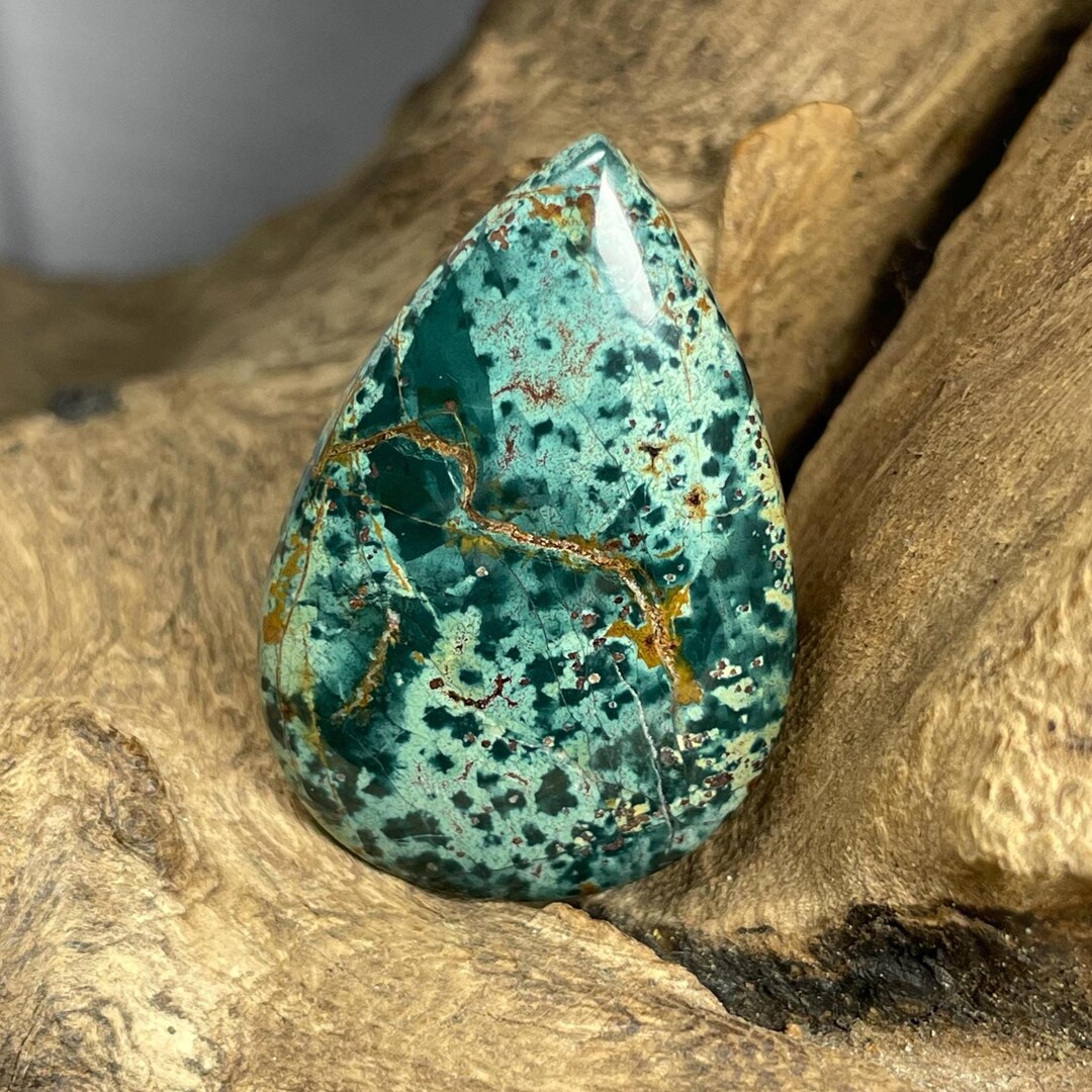Rare Morning Dew Jasper Teardrop Cabochon, Polished Gemstone for ...