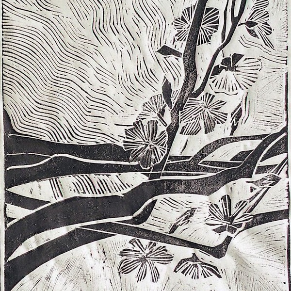 Linocut Print Plant - Etsy