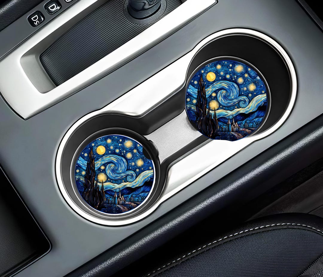 Starry Night Car Coaster – Van Gogh Art Car Accessory – Famous Painting ...