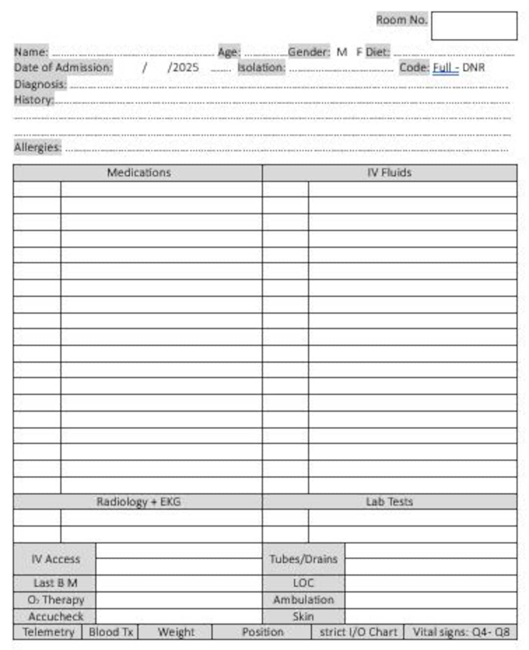 A Nurse's Kardex for Shift Report Medical Surgical 2 - Etsy