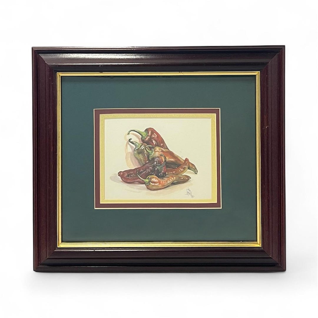 Julia Crainer Still Life Large Chilli Peppers Vintage Fine Art Triple ...