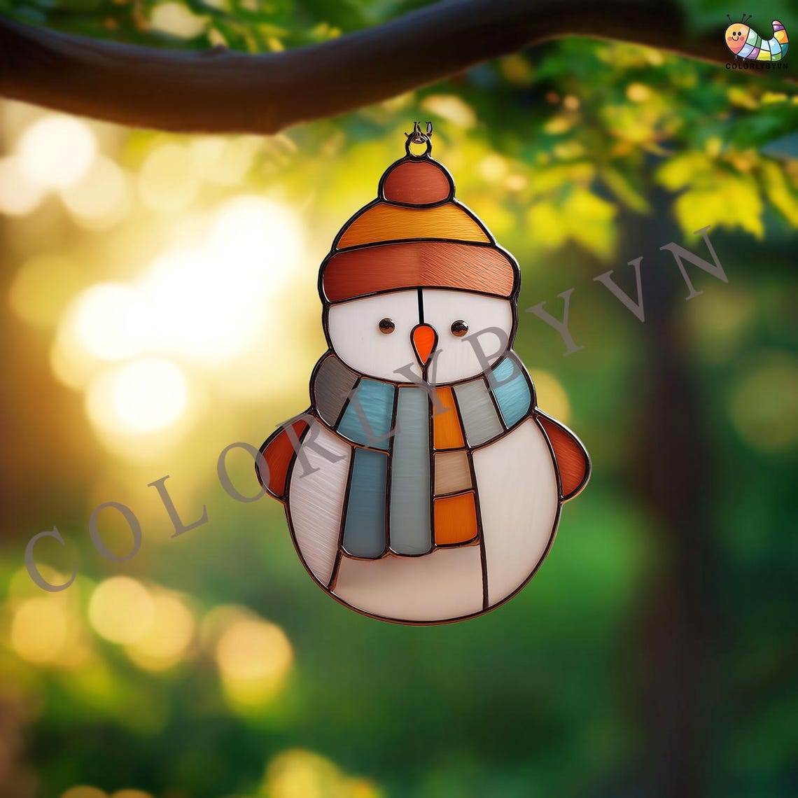 Snowman Stained Glass Pattern, Christmas Suncatcher Template, Winter ...