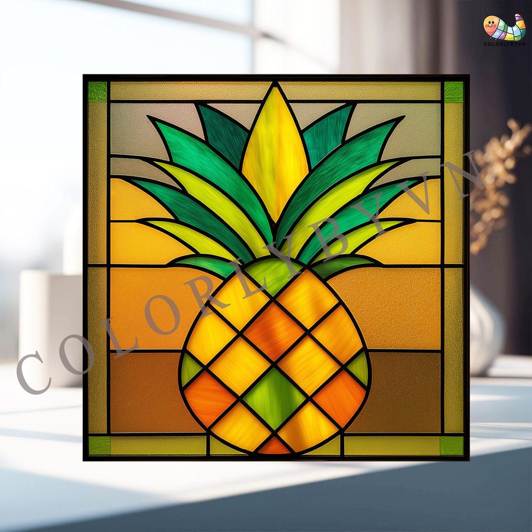 Pineapple Stained Glass Pattern, Fruit Suncatcher DIY Template ...