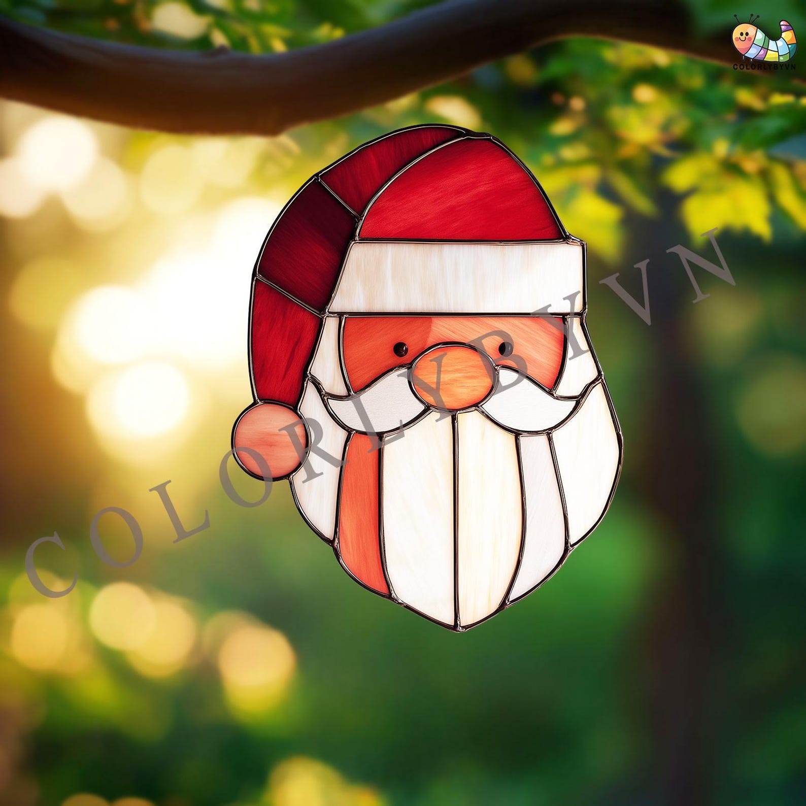 Santa Claus Stained Glass Pattern: Christmas Suncatcher Design (PDF ...