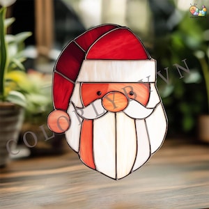Santa Claus Stained Glass Pattern: Christmas Suncatcher Design (PDF ...