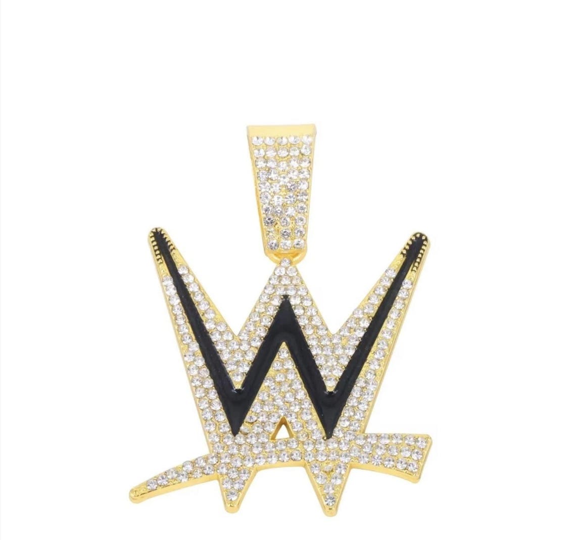 WWE Gem Chain 24" Iced Out Pendant Necklace Gold Silver Wrestling Fan ...