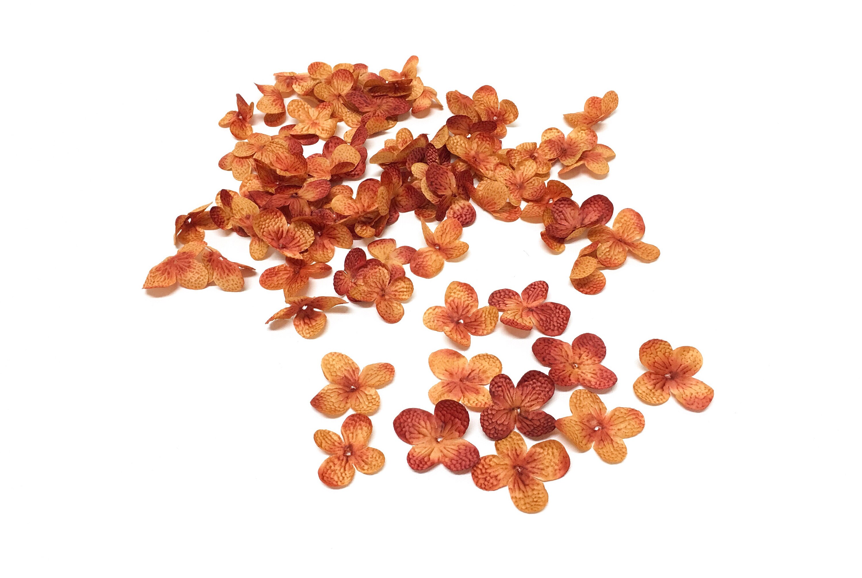 100 Rust Orange Artificial Hydrangea Blossoms Silk Flowers | Etsy