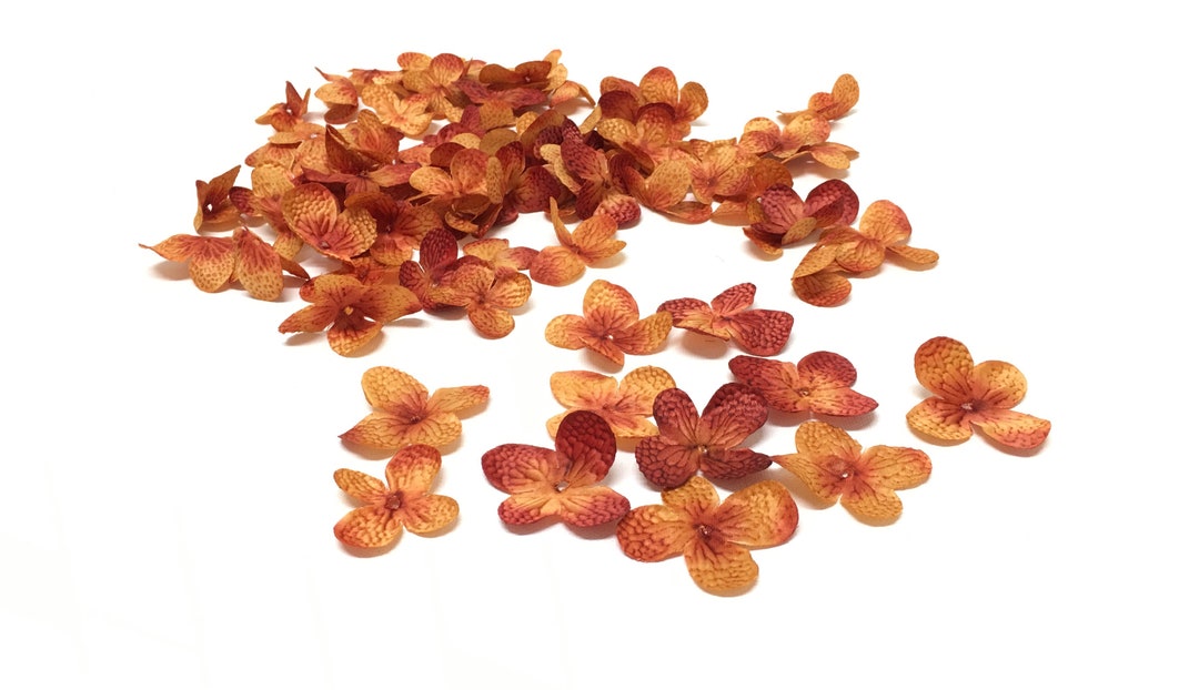 40 Rust Orange Artificial Hydrangea Blossoms - Artificial Flowers ...