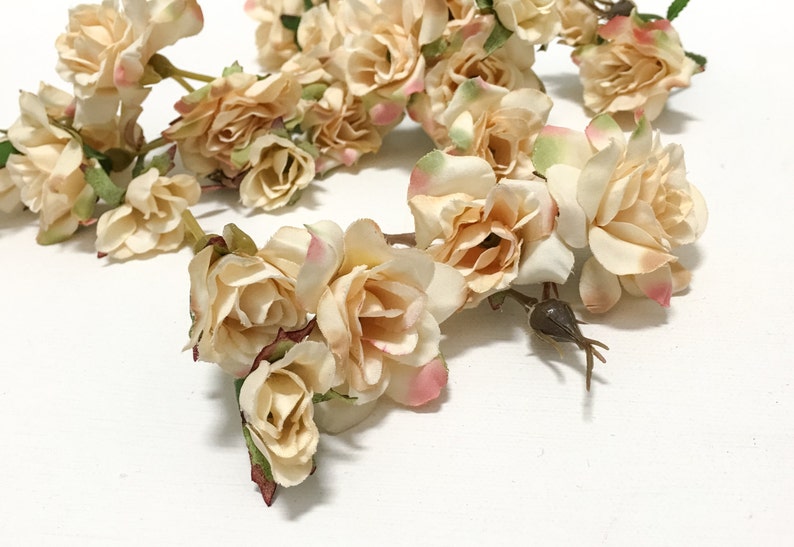 24 Ivory Blush Miniature Wild Roses Artificial Flowers Silk - Etsy