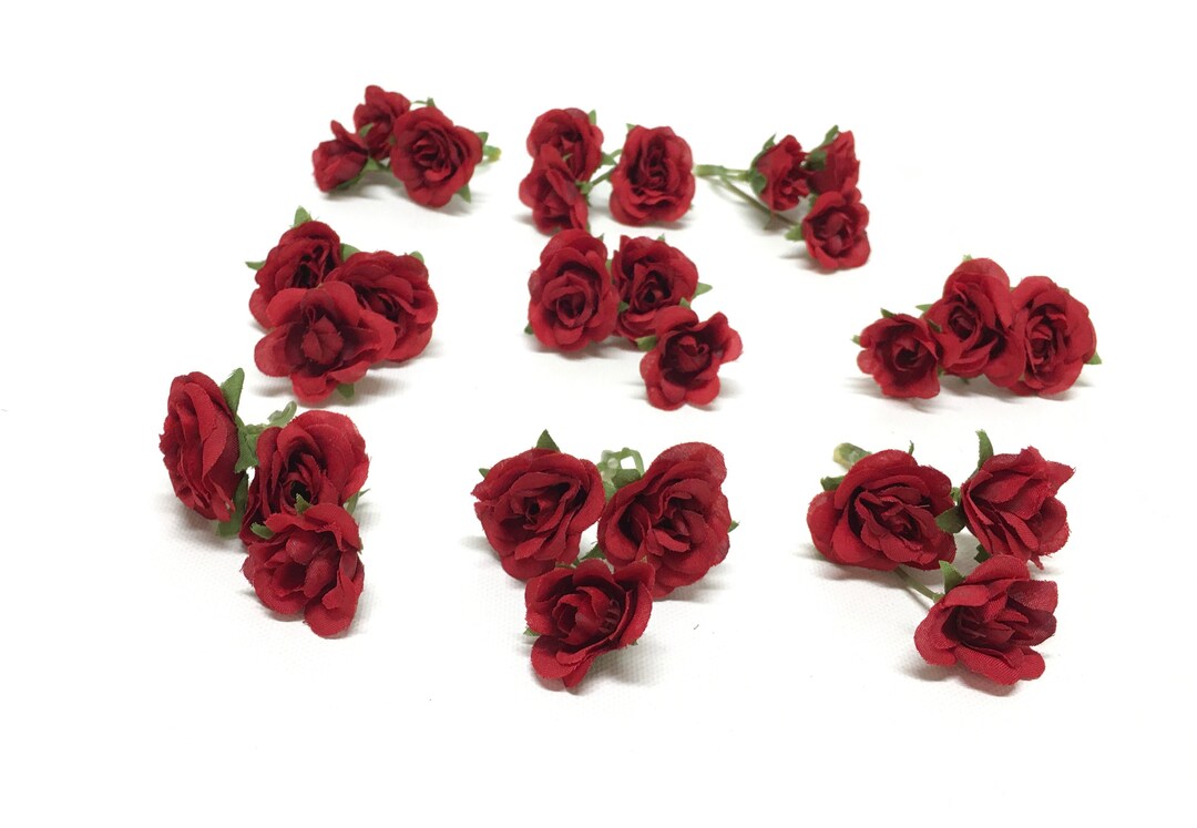 24 Tiny Red Artificial Mini Roses-artificial Flowers, Silk Flowers ...