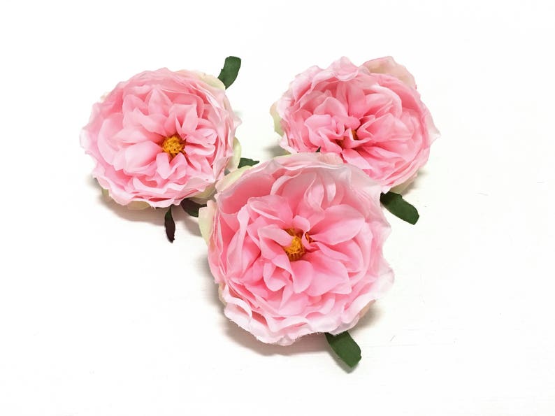 3 Soft Pink Artificial Cabbage Roses - Artificial Flowers, Silk Flowers ...